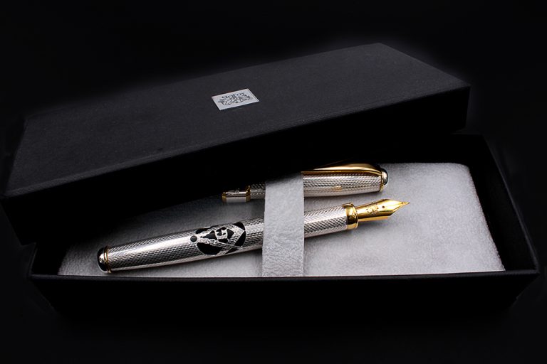 Masonic Fountain Pen Silver Square and Compasses - Grifos Pens