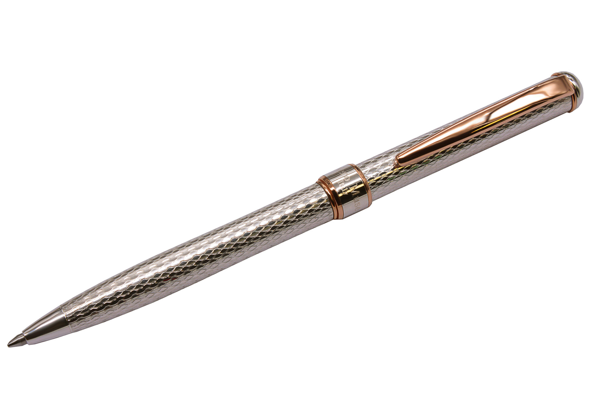 Silver Ballpoint Pen Red Gold Plated Details - Grifos Pens