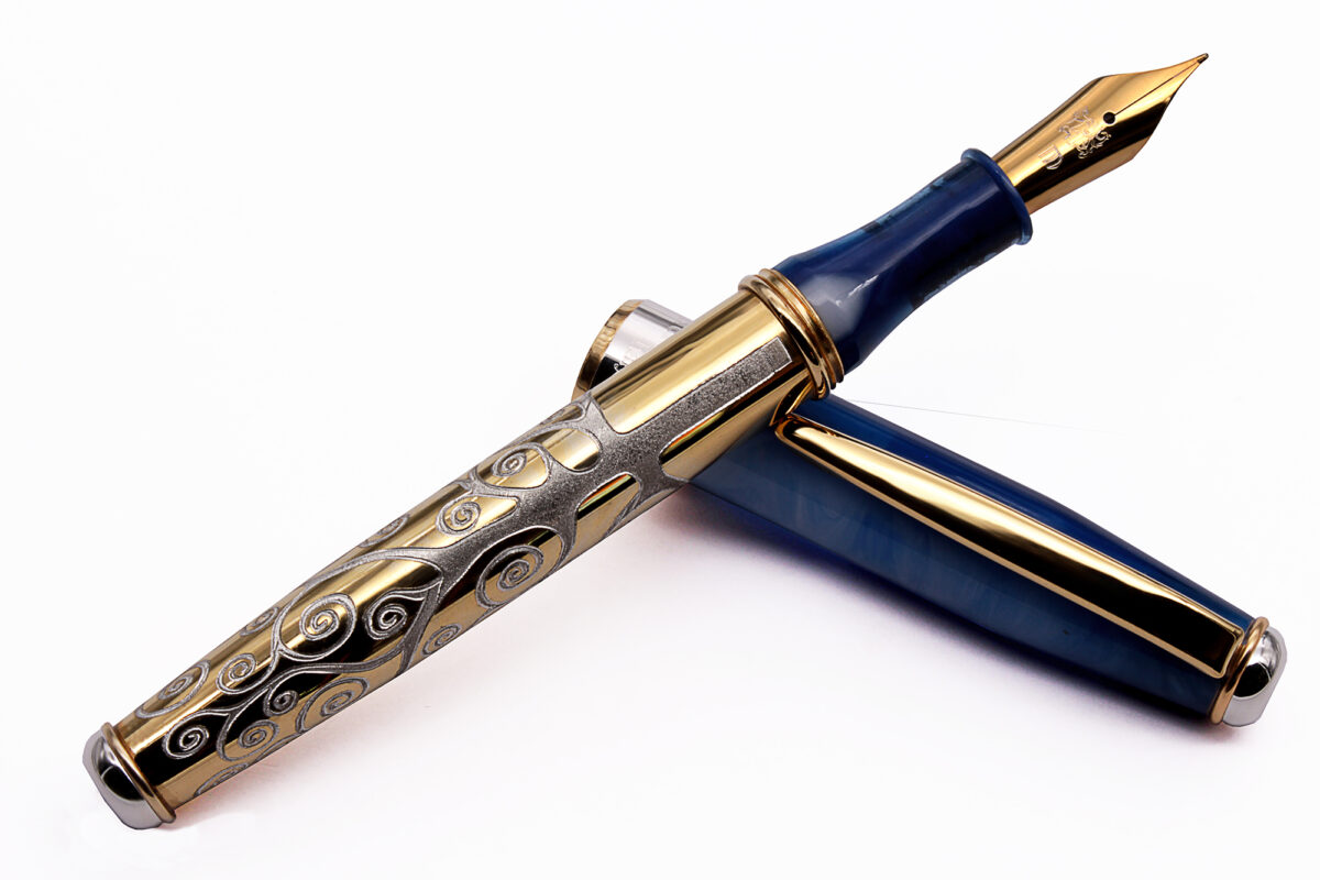 Blue and Gold Fountain Pen "Tree of Life" - Grifos Pens